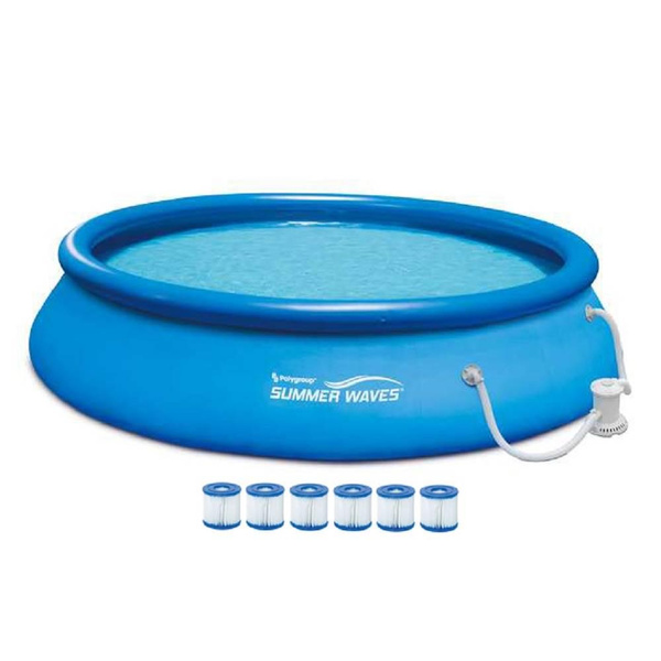 Summer Waves 15ft x 36in Inflatable Swimming Pool w/ Pump and (6 Pack ...