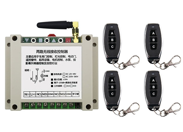 AC220V 250V 380V 2CH RF Wireless Remote Control Receiver+Transmitter ...