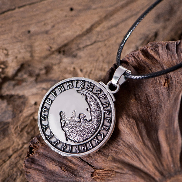 Odin's Wolves Pendant Viking Symbol Geri and Freki Stainless Steel ...