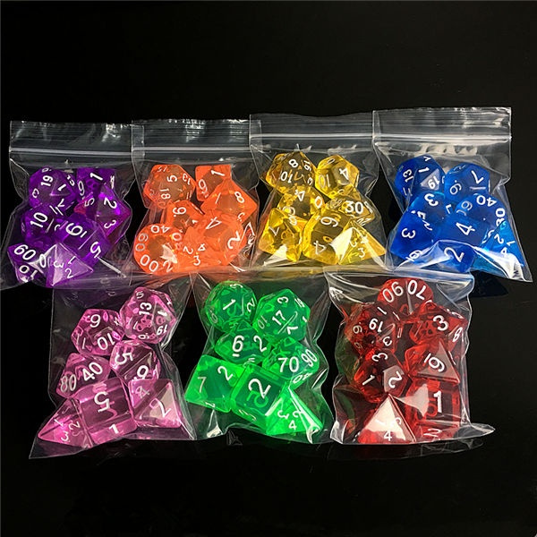7pc/set Transparent Crystal Dice Set D4,d6,d8,d10,d12,d20 for Board ...