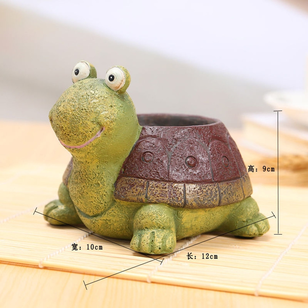 Resin Mini Tortoise Flower Pot Balcony Garden Plant Planter Home Office ...