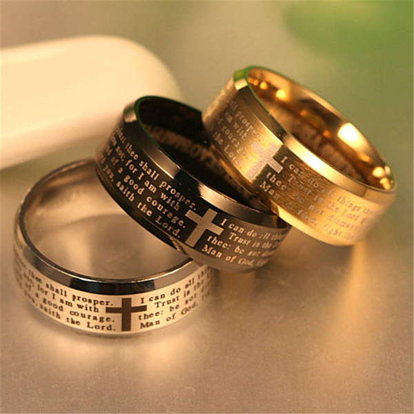3 Colors Titanium Steel Ring Cross Bible I Can Do All Things Christian ...