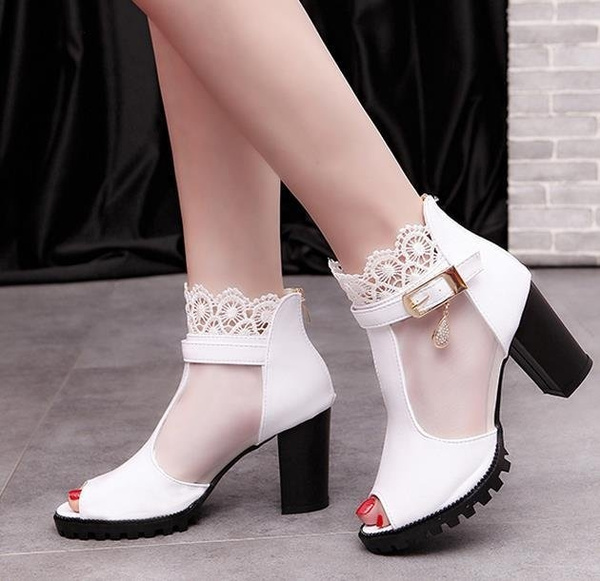 Women and girls Sexy net mesh fashion 8 CM high heels sandals -white | Wish Women and girls Sexy net mesh fashion 8 CM high heels sandals -white | Wish