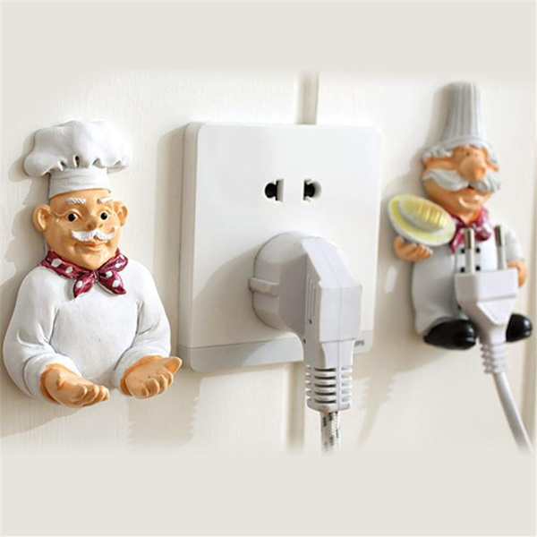 Kitchen Accessories Cartoon Cook Chef Outlet Plug Holder Cord Storage ...