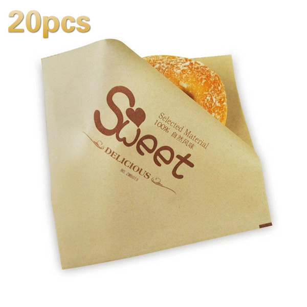 20 X Yellowish Brown Triangle Food Bag Greaseproof Paper Sandwich Donut ...