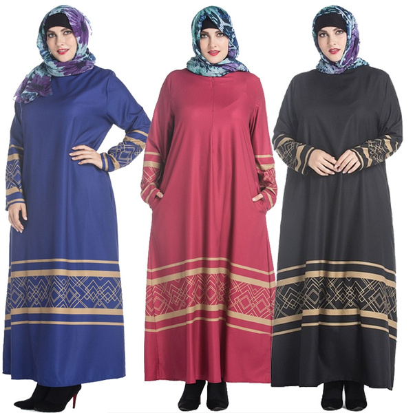 Women Maxi Long sleeve long Dress moroccan Kaftan Caftan Jilbab Islamic ...