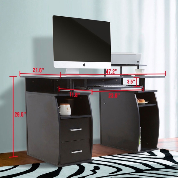 Integrated Melamine Board Computer Desk with Drawers | Wish