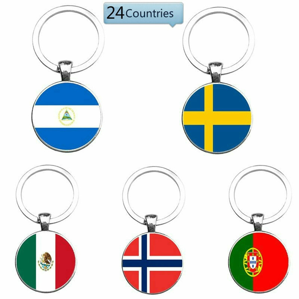 MI Flag Metal Key Buckle Metal Glass Round Pendant Fashion Man Keychain ...