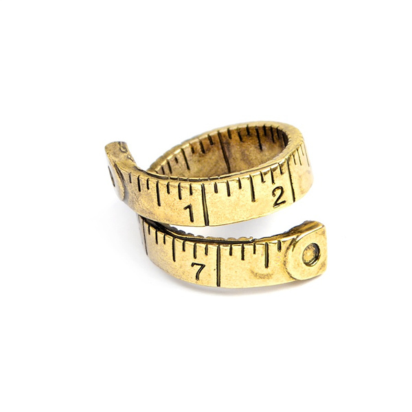 Measure Ring Silver Gold Twisted Ruler Scale Measuring Tape Adjustable ...