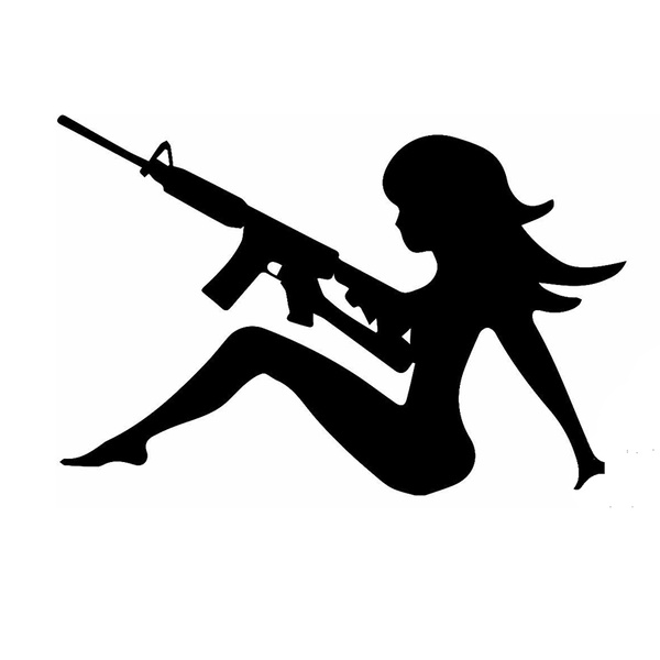 Sexy Nude Girl Armed With Assault Rifles Seductive Car Sticker For Window Bumper Motorcycle Door