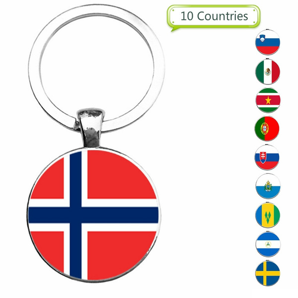 TH Flag Metal Key Buckle Metal Glass Round Pendant Fashion Man Keychain ...