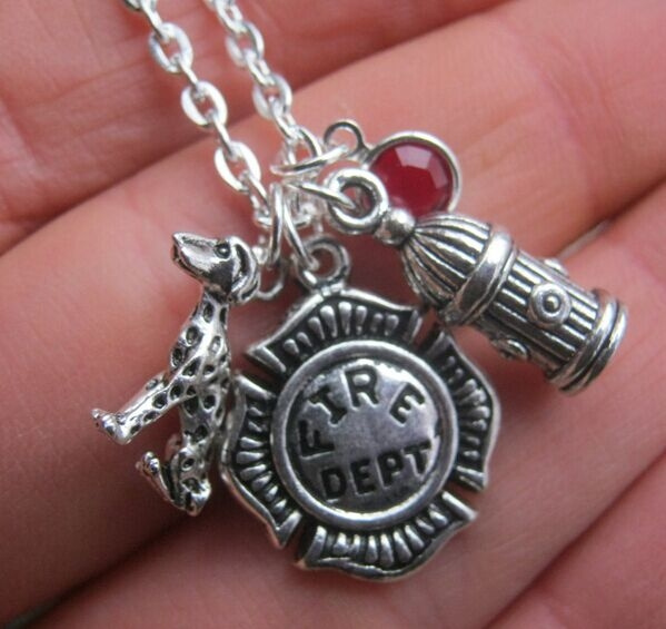 Personalized Birthstone and Initial,Firefighter Necklace, Fire ...