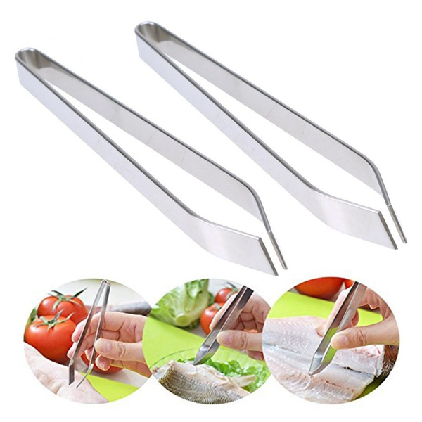 Stainless Steel Fish Bone Tweezers Remover Puller Pick-Up Kitchen Chef ...
