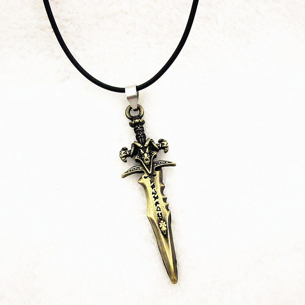 Fashion Baphomet Goat Devil Sword Pendant Black Leather Chain Satan ...