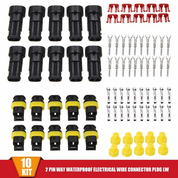 10sets 2 Pin Way Car Waterproof Electrical Wire Connector Plug Terminal ...