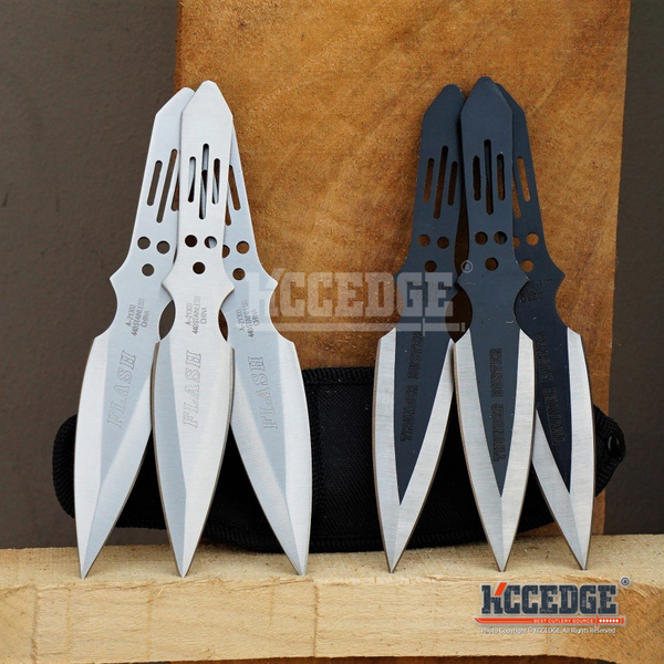 3PC 6.5" FLASH NINJA THROWERS 2 Colors Tactical Throwing Knife Set w ...