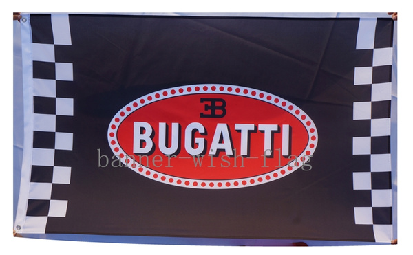 Bugatti racing flag 3X5ft 100% Polyester Black and white squares banner ...