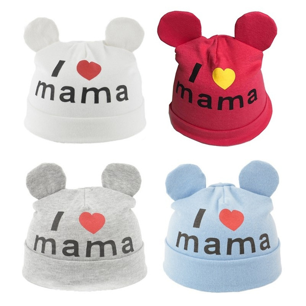 new Baby Boys and Girls Hat Newborn Cotton Skullies Love mama print ...