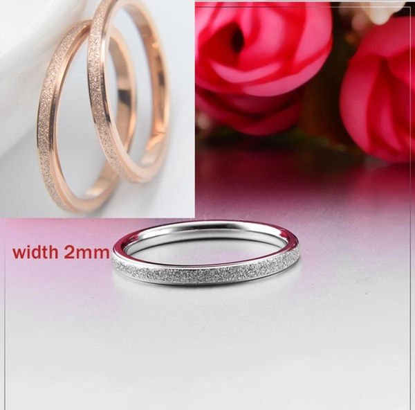 2mm Rose Gold and Silver Sandblast Ring Titanium Steel Wedding Band for ...