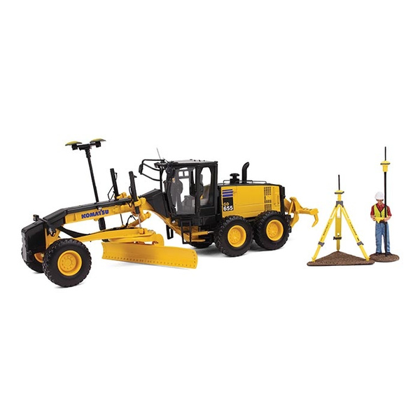 Komatsu GD655-5 Motor Grader with Ripper and Figure with GPS Base and ...