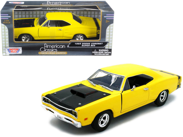 1969 Dodge Coronet Super Bee Yellow 1/24 Diecast Car Model by Motormax ...
