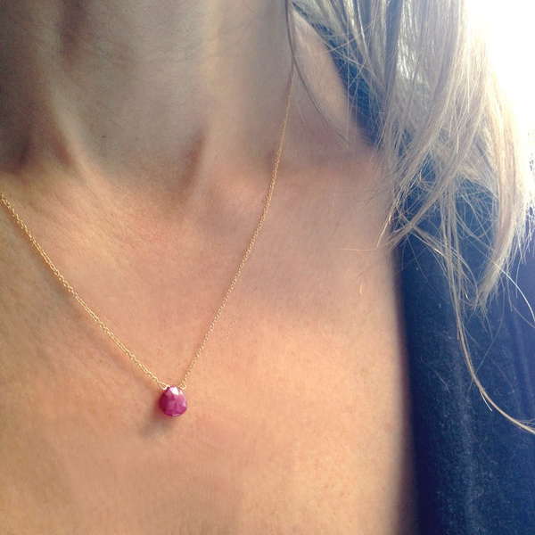 Genuine Ruby Necklace Real Ruby Necklace Gold Ruby Necklace Minimalist ...