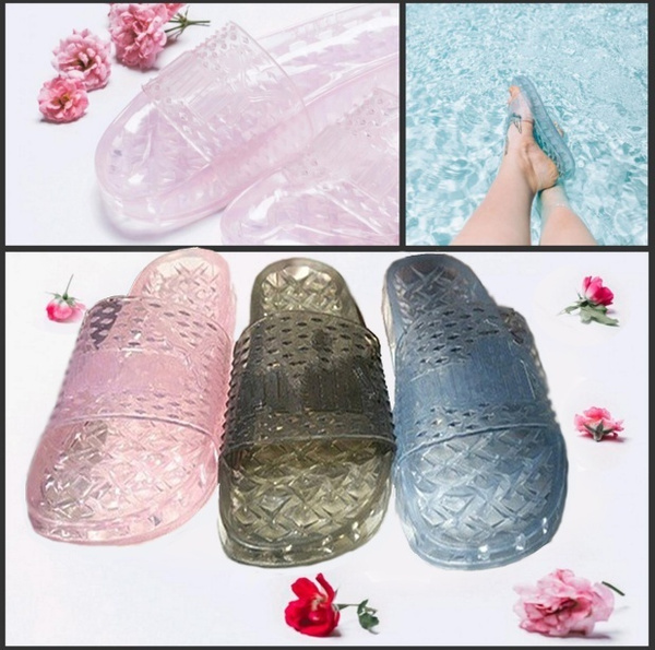 1pair Street Style Summer Jelly Slides Jelly Slides Sandals Flat Heel ...