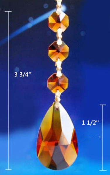 10Pcs/lot Amber K9 Crystal Angel Teardrop Chandelier Prisms Pedants ...