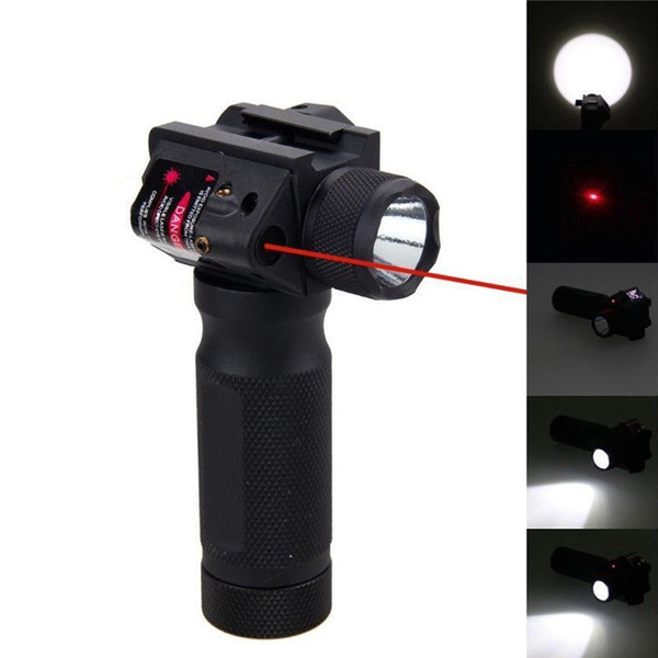 Tactical LED Flashlight and Red Laser Sight Combo Vertical Foregrip ...