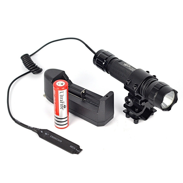 T6 LED Flashlight Light With Mount+Pressure Switch For Picatinny Quad ...