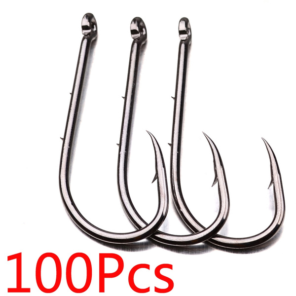 100Pcs Black HIgh Carbon Steel Jig Big Fishing Hooks | Wish