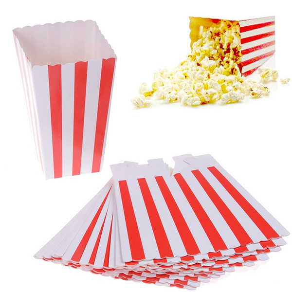 12 Pcs Red Striped Popcorn Box Scoop, Popcorn Container Holder Bar ...