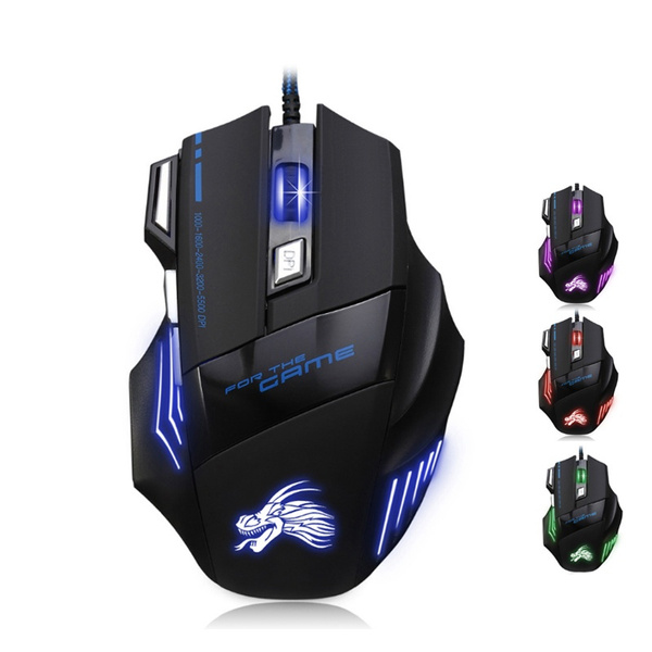 Professional Wired Gaming Mouse 7 Button 5500 DPI LED Optical USB Gamer ...