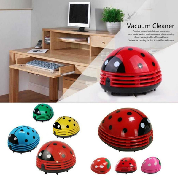 Cute Lovely Ladybug Dust Collector Cleaning Brushes Mini Desktop Vacuum ...