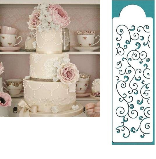 DIY Leafy Scroll Cake Stencil Side, Cake Side Stencil, Cake Border ...