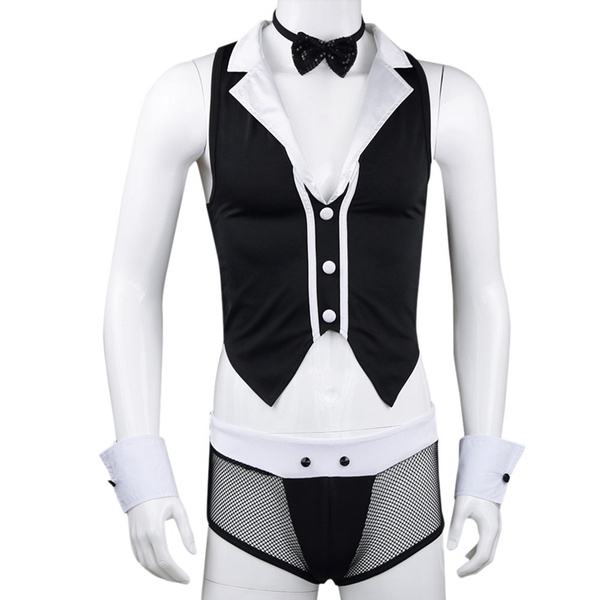 Mens Maid Role Play Costume Outfits Tops Boxer Briefs Underwear With