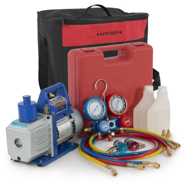 1/2HP Vacuum Pump R134a Manifold Gauge Diagnostic Refrigerant w ...