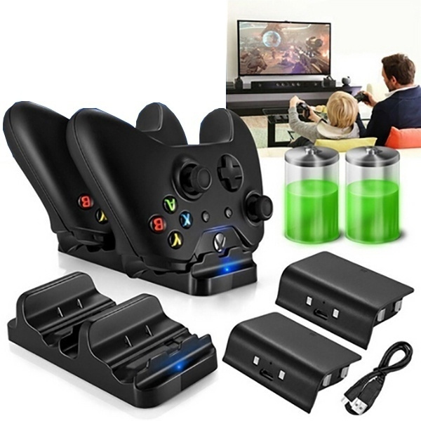 Dual Charging Dock Controller Charger + 2Pcs Rechargeable Batteries For ...