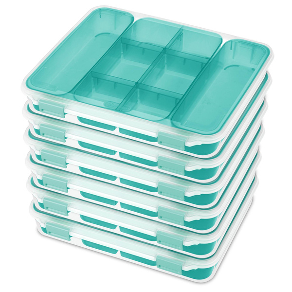 Sterilite Divided Case Stackable Plastic Small Storage Lidded Container ...