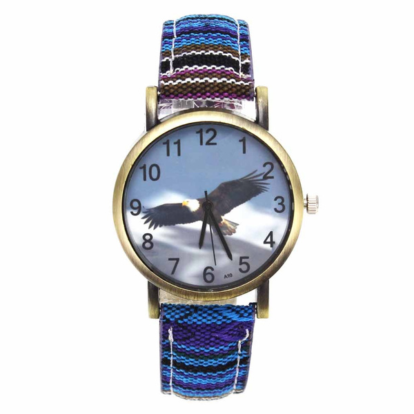Fashion Bald Eagle American Eagles Men Women Sport Canvas Band Analog ...