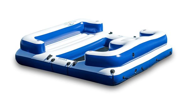 Intex Oasis Island Inflatable 5-Seater Lake/River Floating Lounge Raft ...