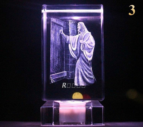 Creative 3D Laser Engraving Cube Crystal with LED Light Car Ornament ...