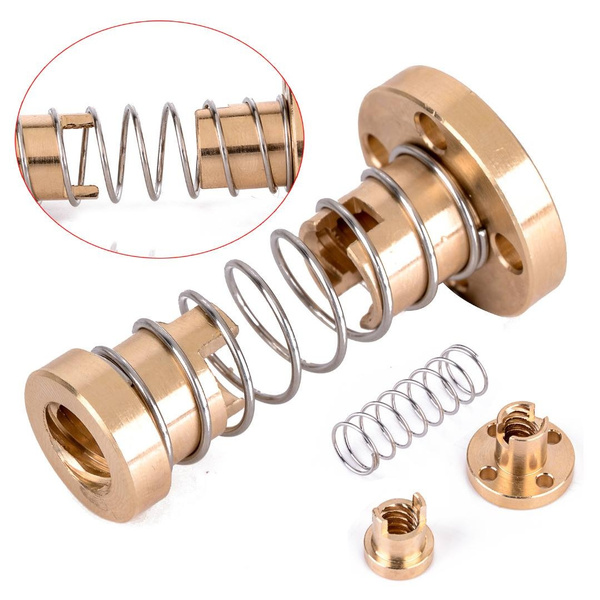 New Brass T8 Anti-Backlash Spring Loaded Nut Set for 8mm Threaded Rod ...