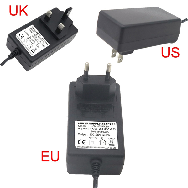 DC 25V 2A Switching Power Supply Adapter For 100V- 240V AC 50/60Hz Wall ...