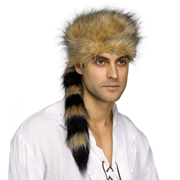 Raccoon Skin Cap Real Raccoon Tail Coonskin Cap - Adult/Youth Size ...