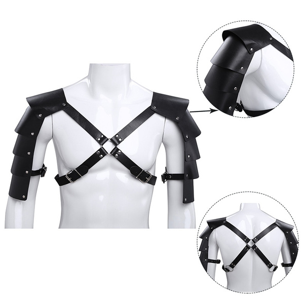 Men Adjustable Body Chest Harness Cosplay Costume with Shoulder Armors ...