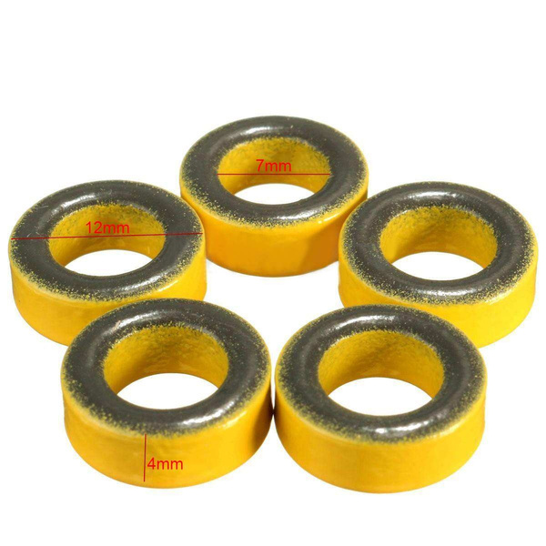 5pcs Yellow Micrometals T50-6 Iron Powder Toroidal Core RF Toroid HF ...