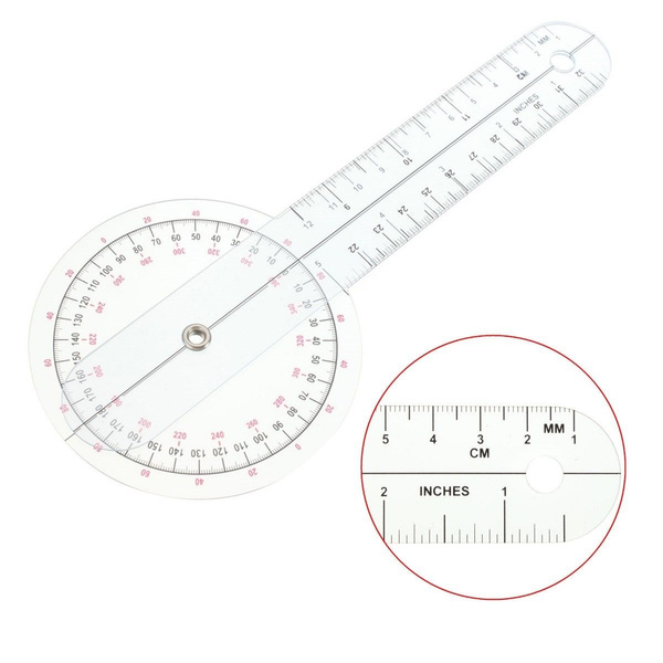 Physio Transparent Plastic Goniometer Angle Ruler Joint Bend Measuring ...