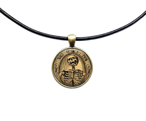 Memento Mori occult pendant Medical Skeleton necklace Antique anatomy ...