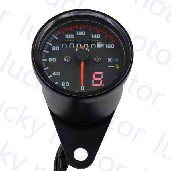 Motorcycle Universal Dual Odometer KMH Speedometer Gauge LED Backlight ...